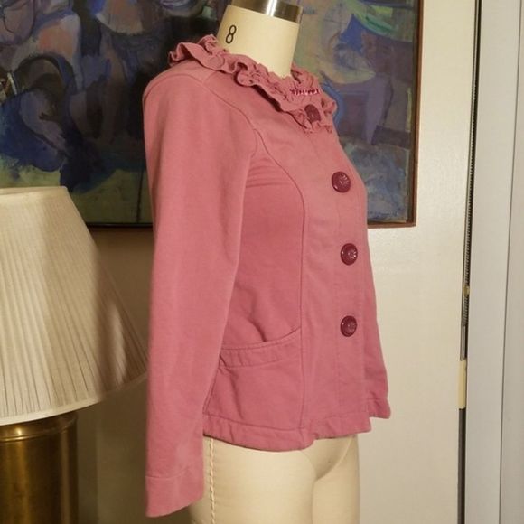 Nick & Mo | Tops | Nick Mo Pink Ruffle Neck Sweatshirt Size S | Poshmark